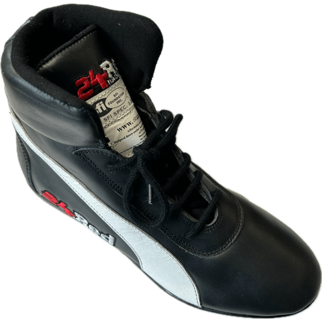 Leather Black Race Boots - 24 Red Racing