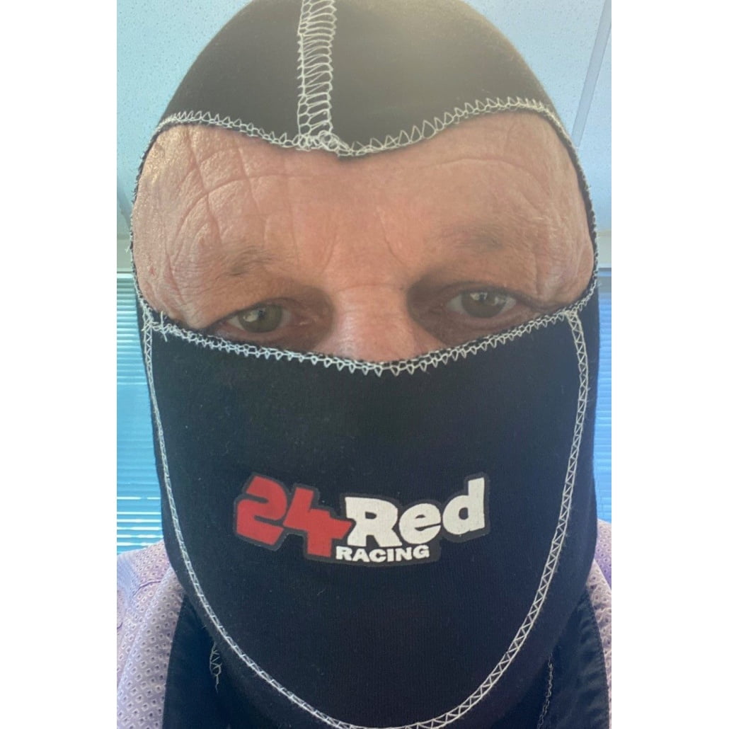 Full Face Balaclava with white stitching - 24 Red Racing