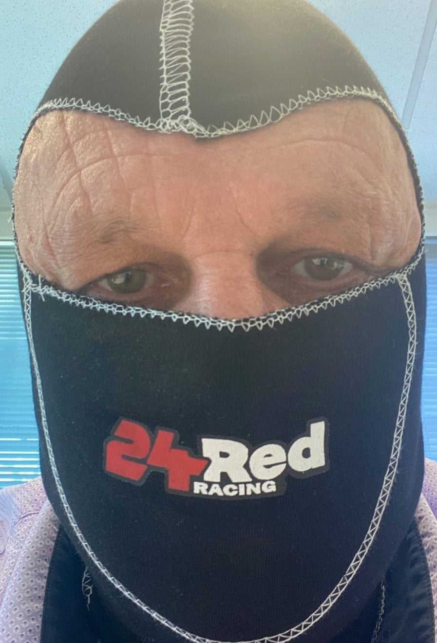 Full Face Balaclava with white stitching – 24 Red Racing