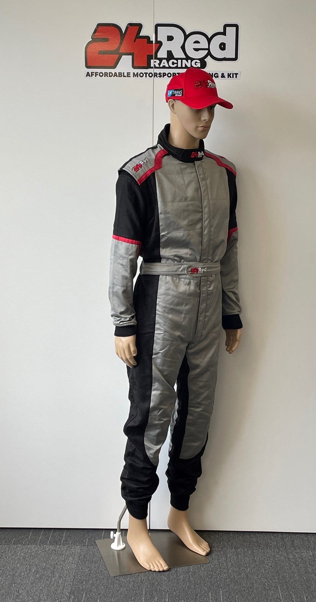 SFI Approved race suit Silver Black - 24 Red Racing