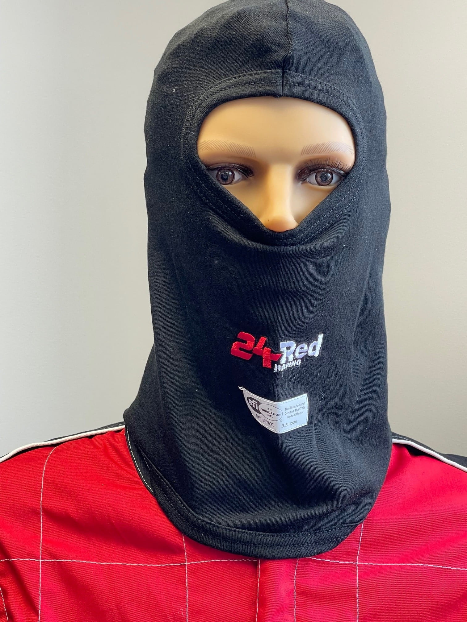 Black Full Face Balaclava SFI Approved – 24 Red Racing
