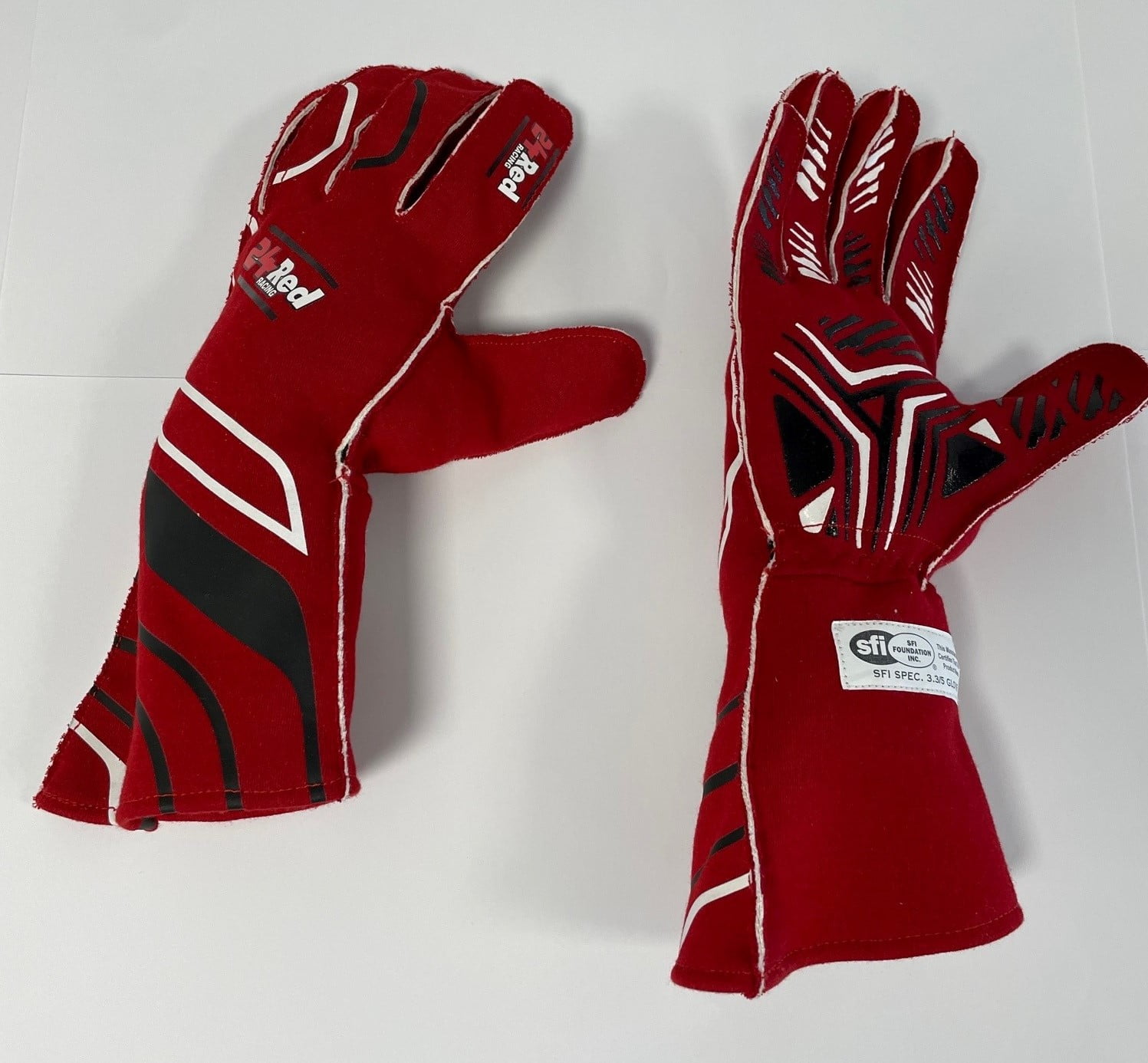 Race Gloves RED: Outer Stitching SFI Approved - 24 Red Racing
