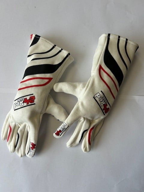 Race Gloves SFI Approved White - 24 Red Racing