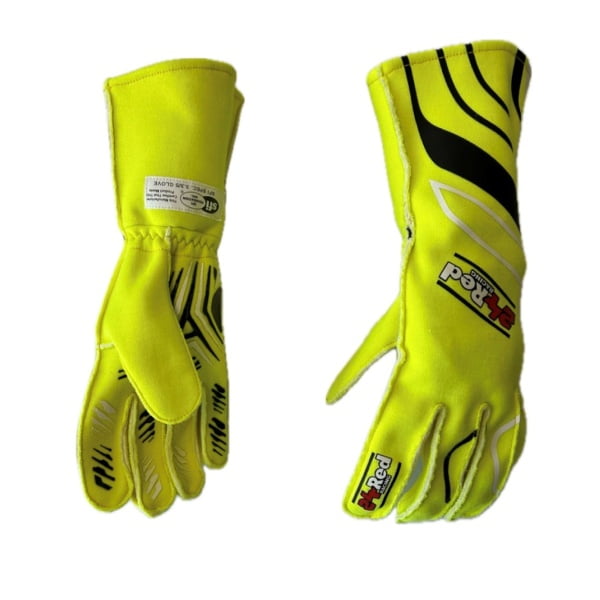 Fluro Race Gloves SFI Approved Outer Stitch - 24 Red Racing