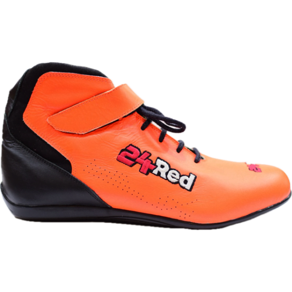 Fluro Orange Leather SFI Approved Race Boots - NG - 24 Red Racing