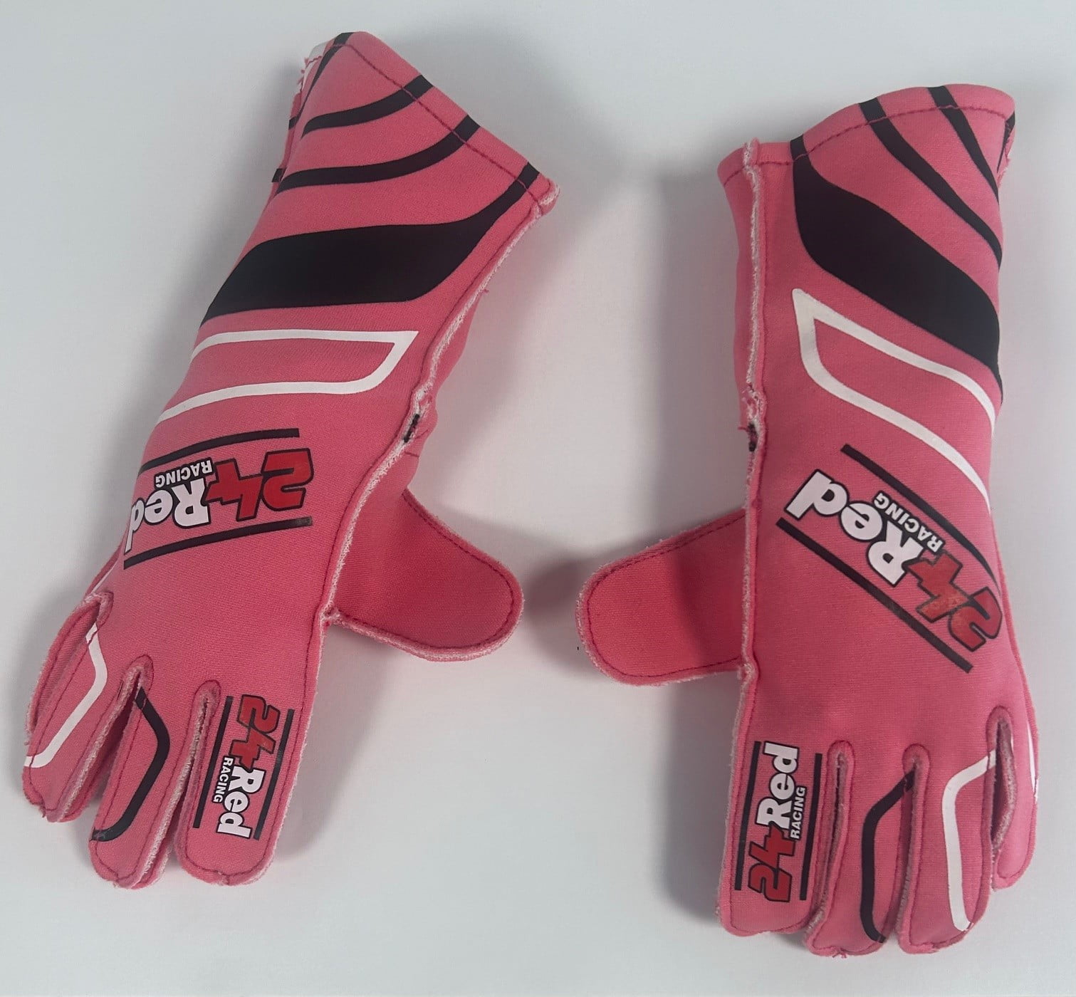 Pink Kids Kart Gloves - Outer Stitching - 24 Red Racing