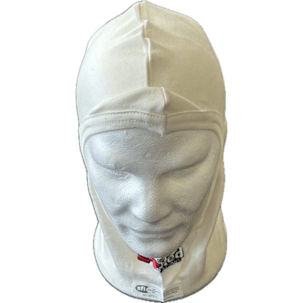 White Long Neck Balaclava SFI Approved - 24 Red Racing