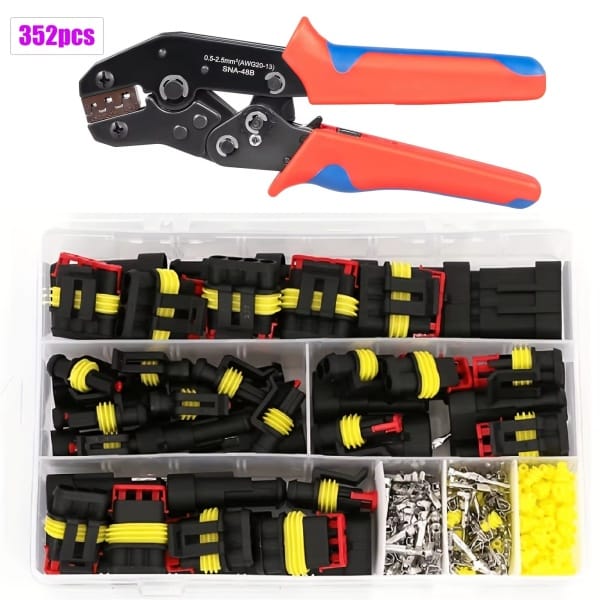 352 Piece hand Crimping Tool Set - 24 Red Racing