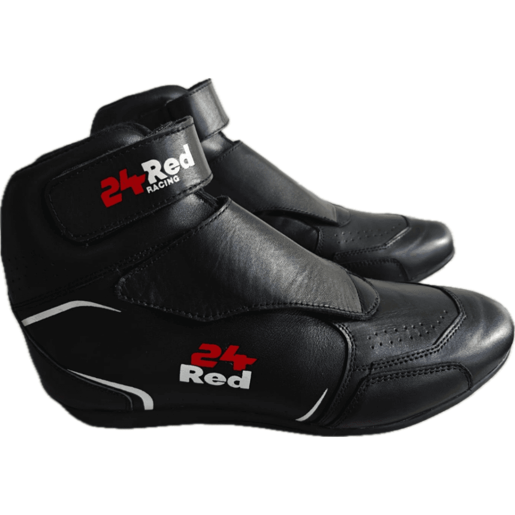 BLACK Leather SFI Approved Race Boots - 24 Red Racing